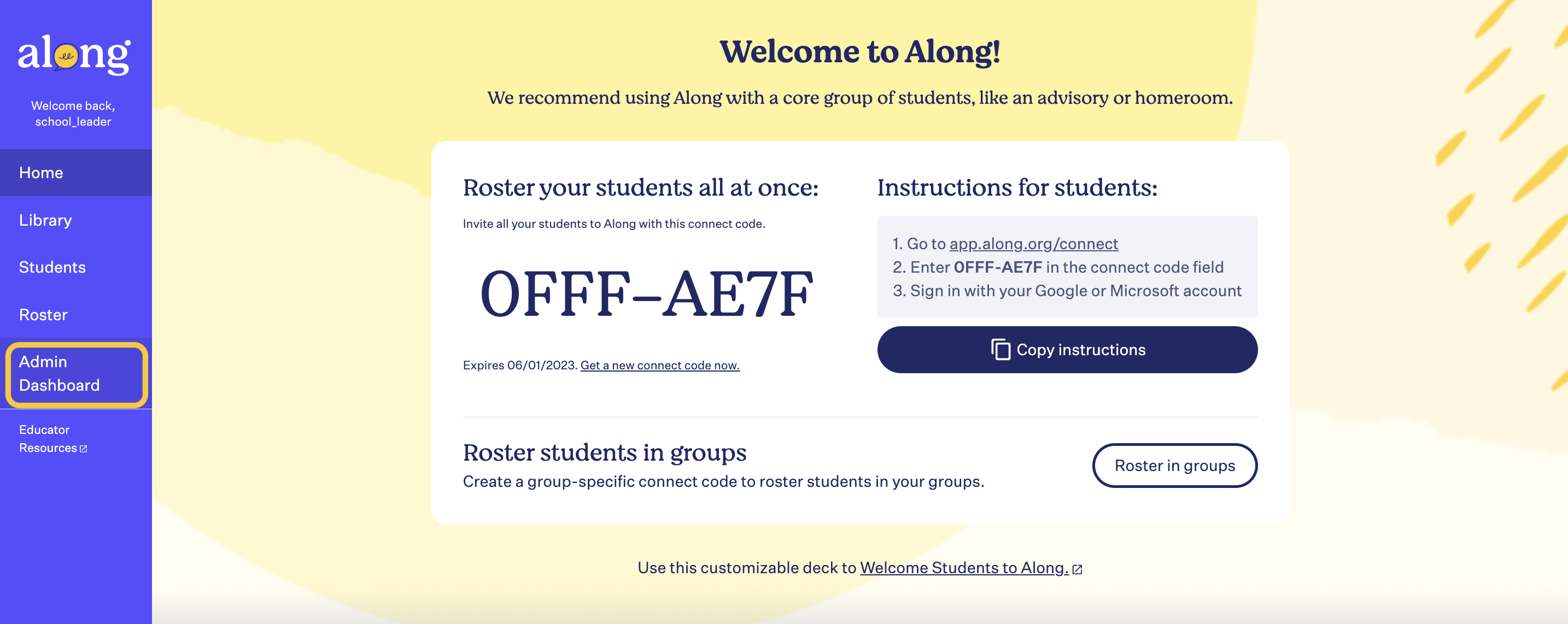 Admin Dashboard – Along by Gradient Learning